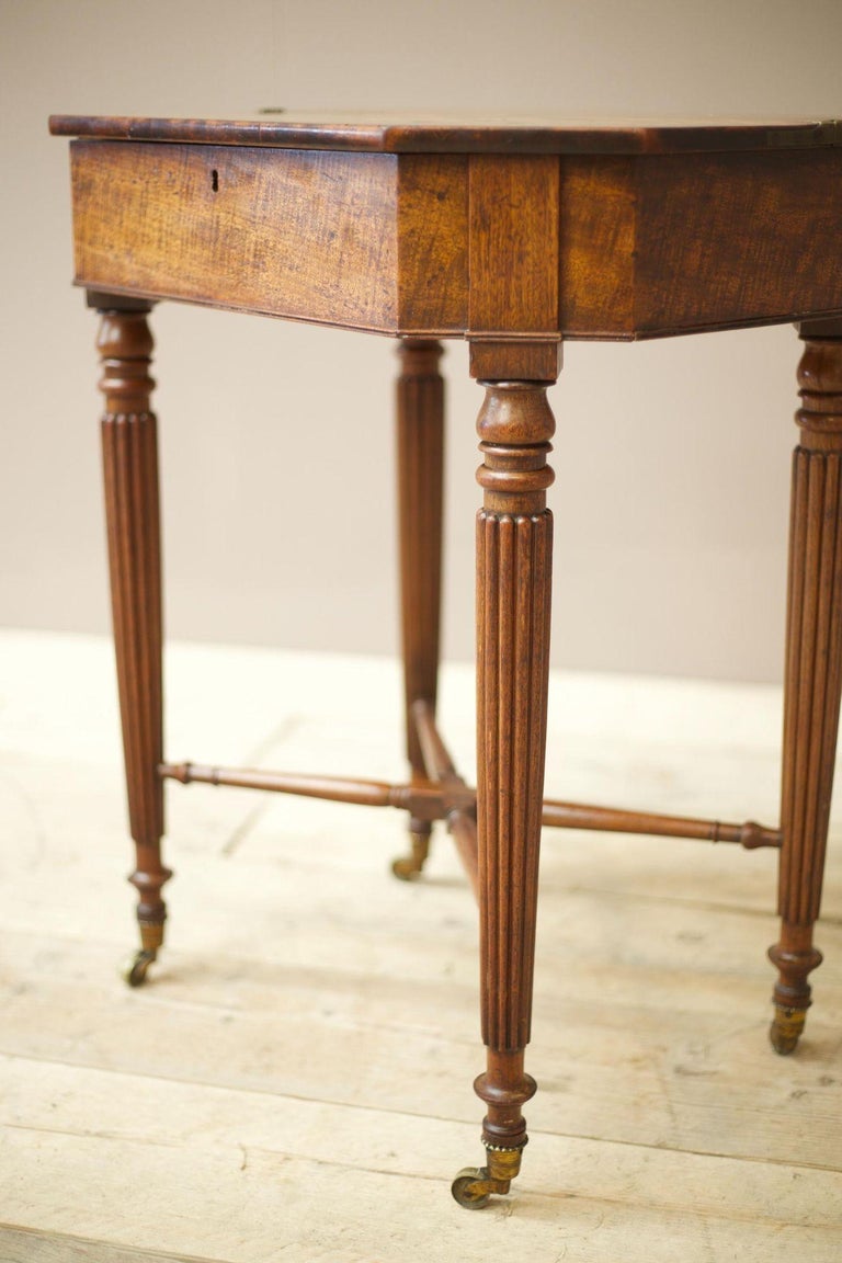 Georgian Lift Top Mahogany Table with Reeded Legs For Sale at 1stDibs