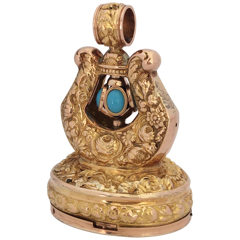 Georgian Lyre Shaped Gold Musical Fob at 1stDibs