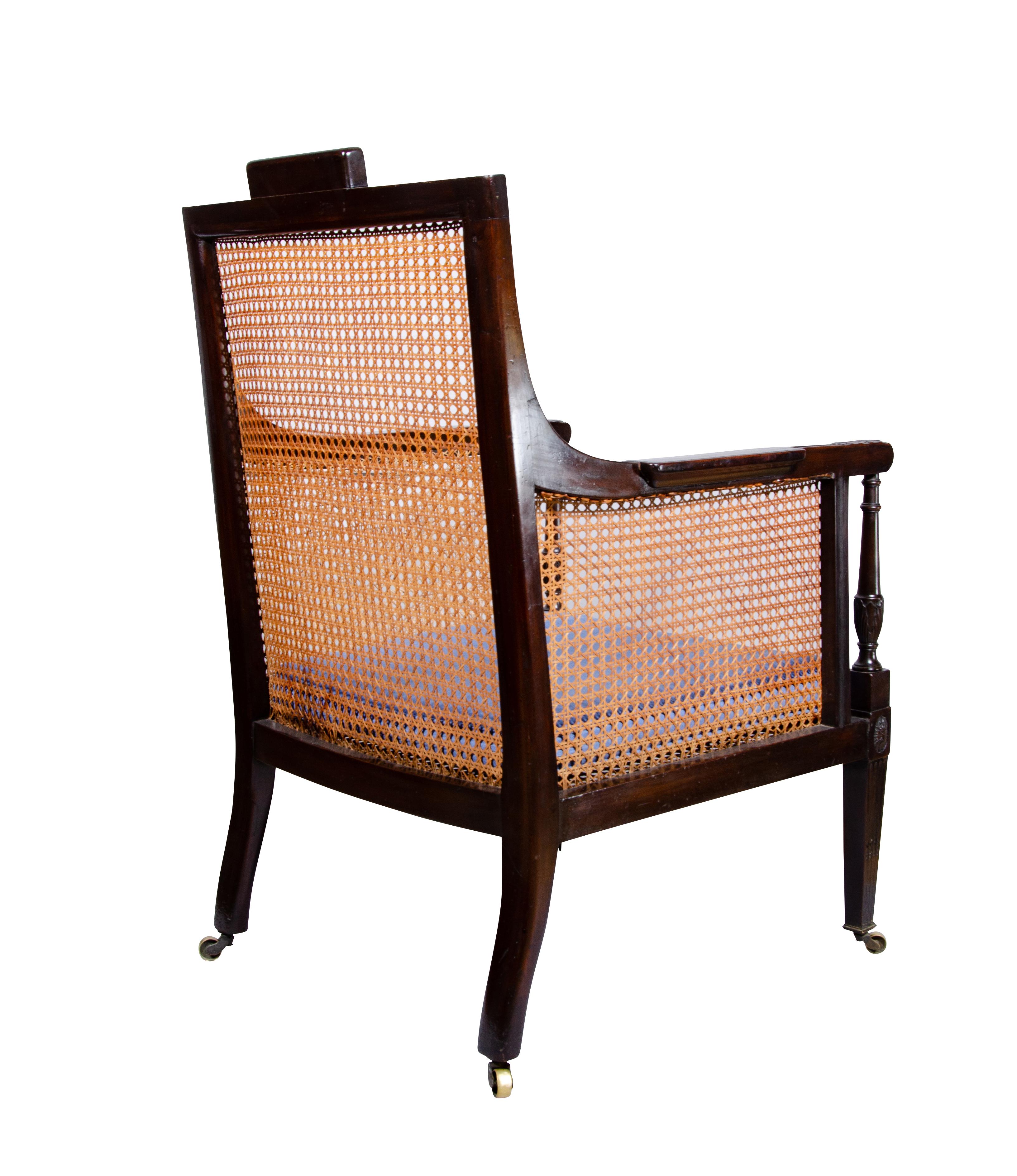 Georgian Mahogany Caned Bergere Chair For Sale at 1stDibs