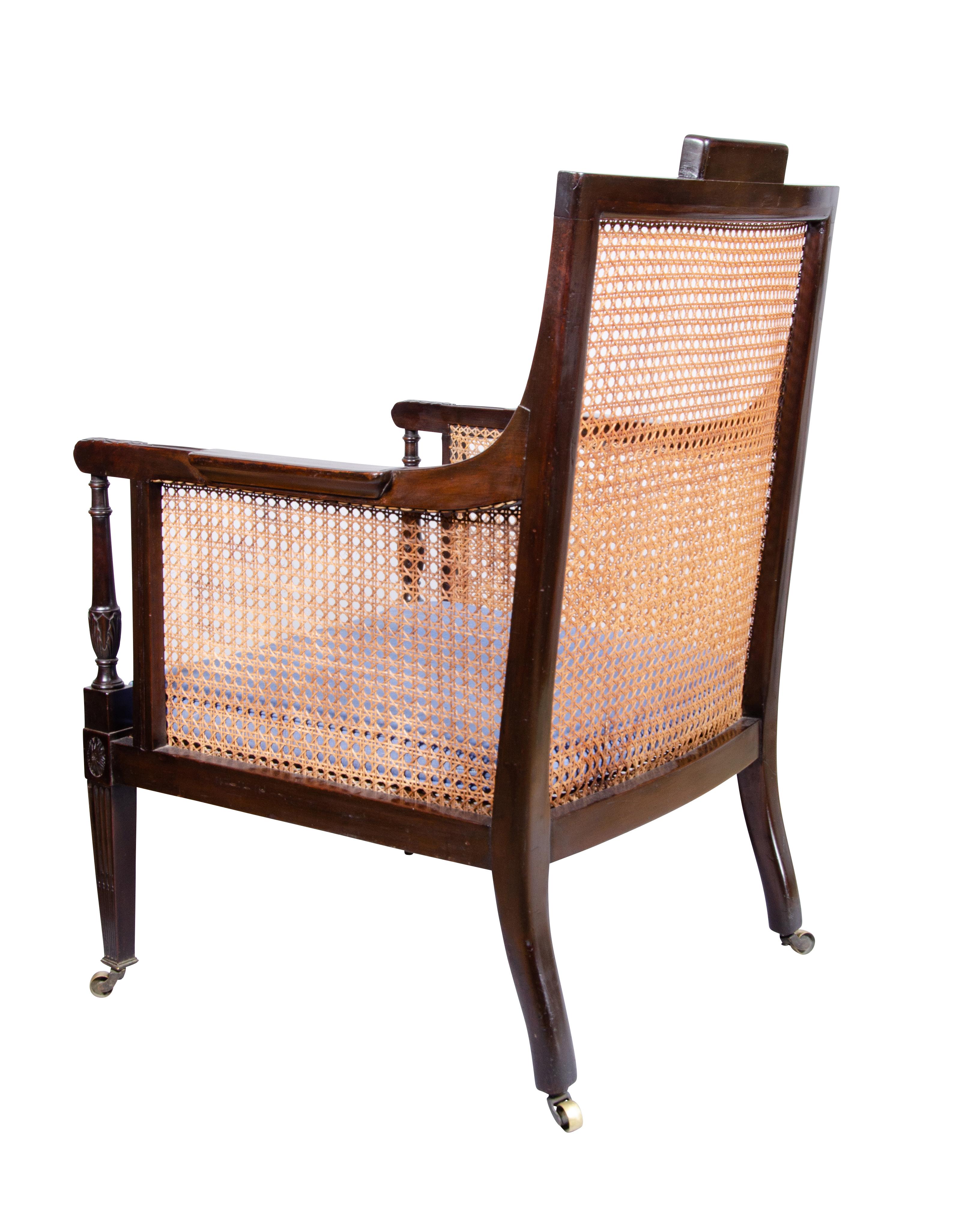 Georgian Mahogany Caned Bergere Chair For Sale at 1stDibs