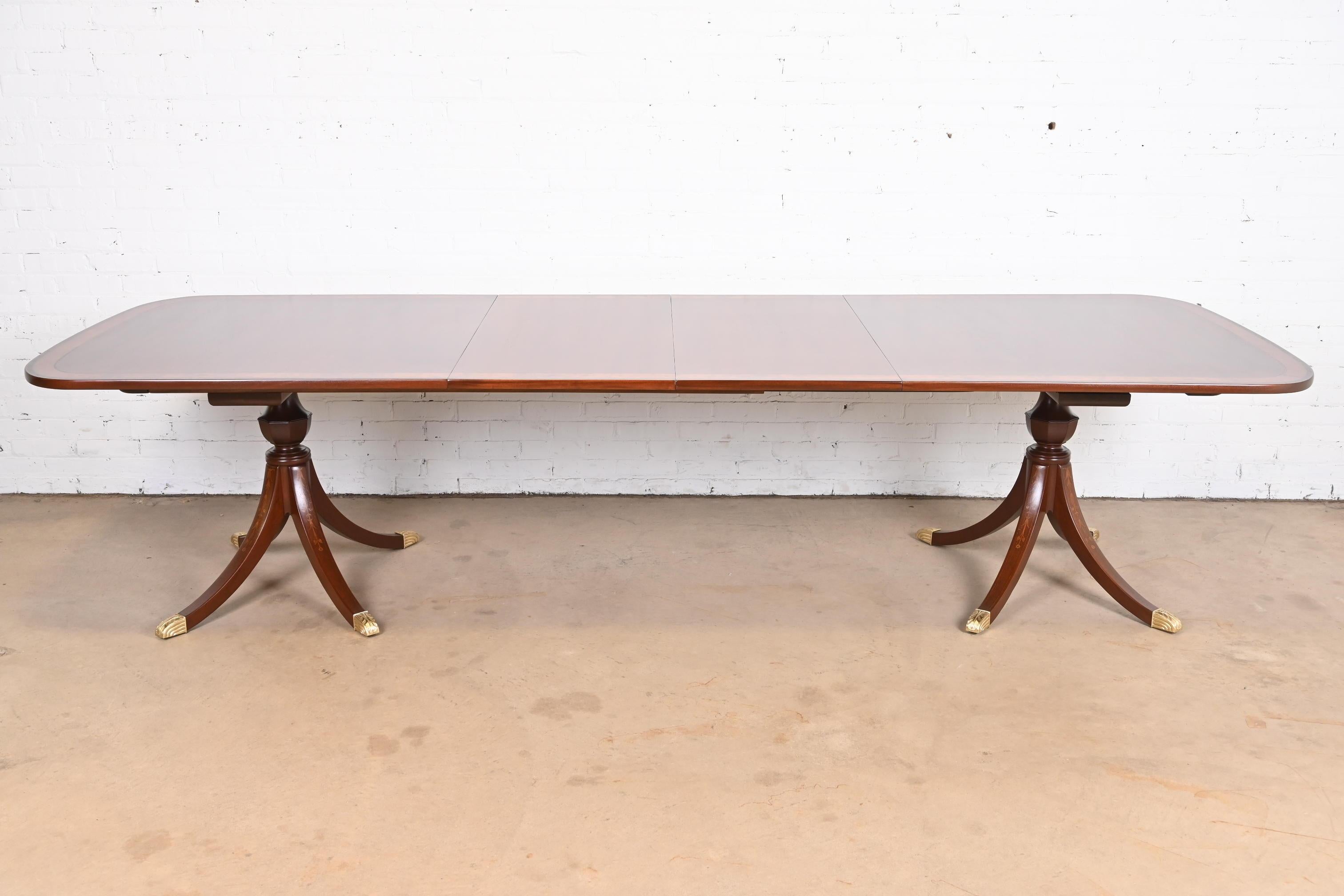 Georgian Mahogany Double Pedestal Dining Table in the Manner of Baker ...