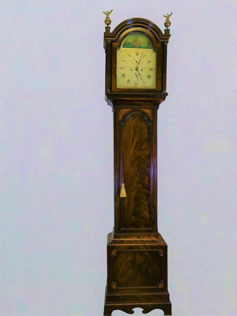 Georgian Mahogany Longcase Clock with Rocking Ship Automation, Jos ...