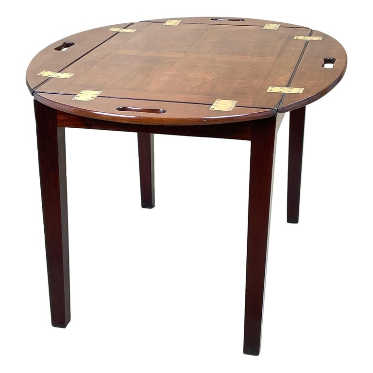 Georgian Mahogany Oval Tray on Stand at 1stDibs