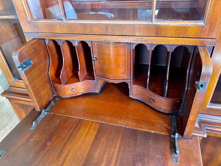 Georgian Mahogany Secretary Buffet China Cabinet Shell Inlay For Sale ...