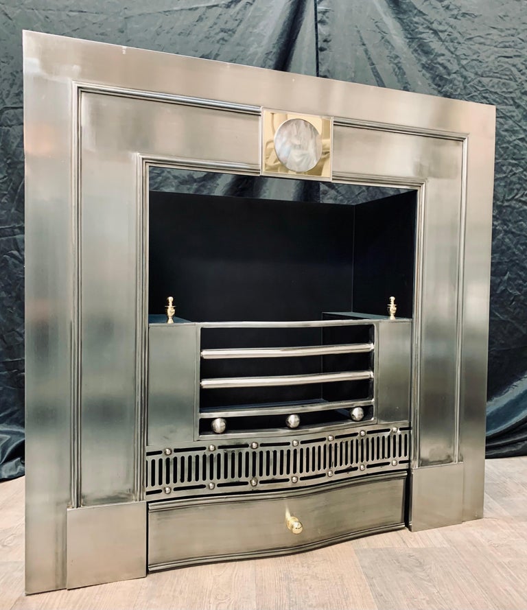 Georgian Manner Polished Steel Fireplace Insert For Sale at 1stDibs