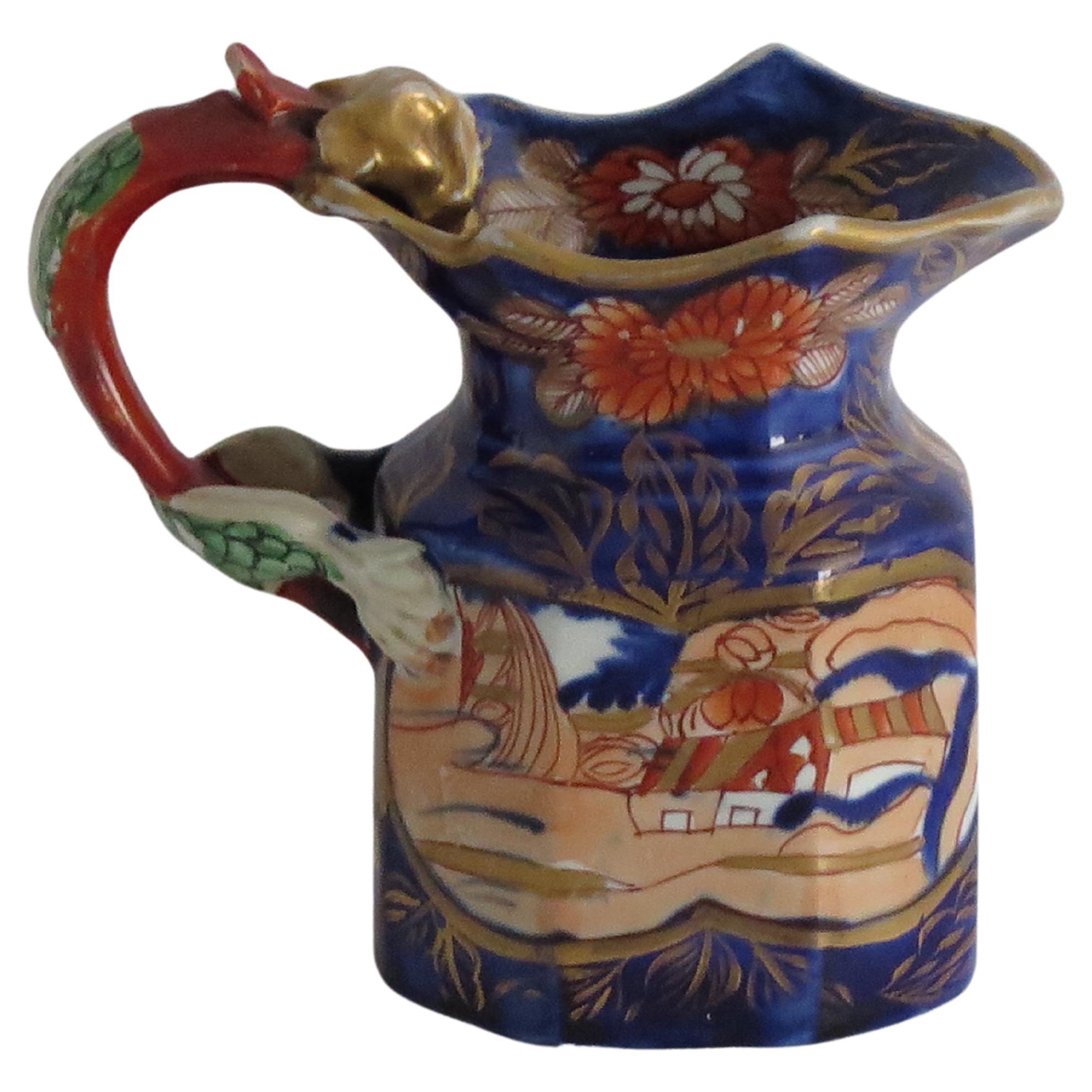 Large Early Masons Ironstone Jug or Pitcher Hand-Painted Butterflies ...