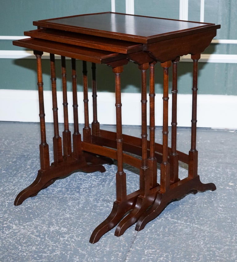 Victorian Nest of Three Nesting Tables Side Tables with Bamboo Legs For ...