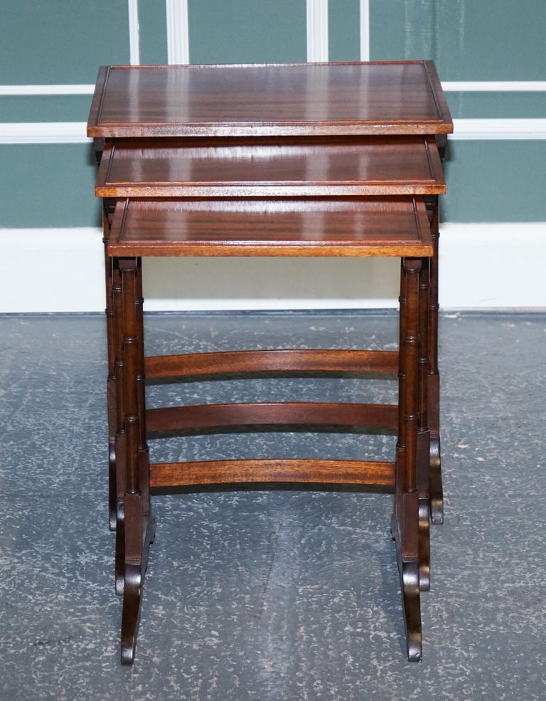 Victorian Nest of Three Nesting Tables Side Tables with Bamboo Legs For ...
