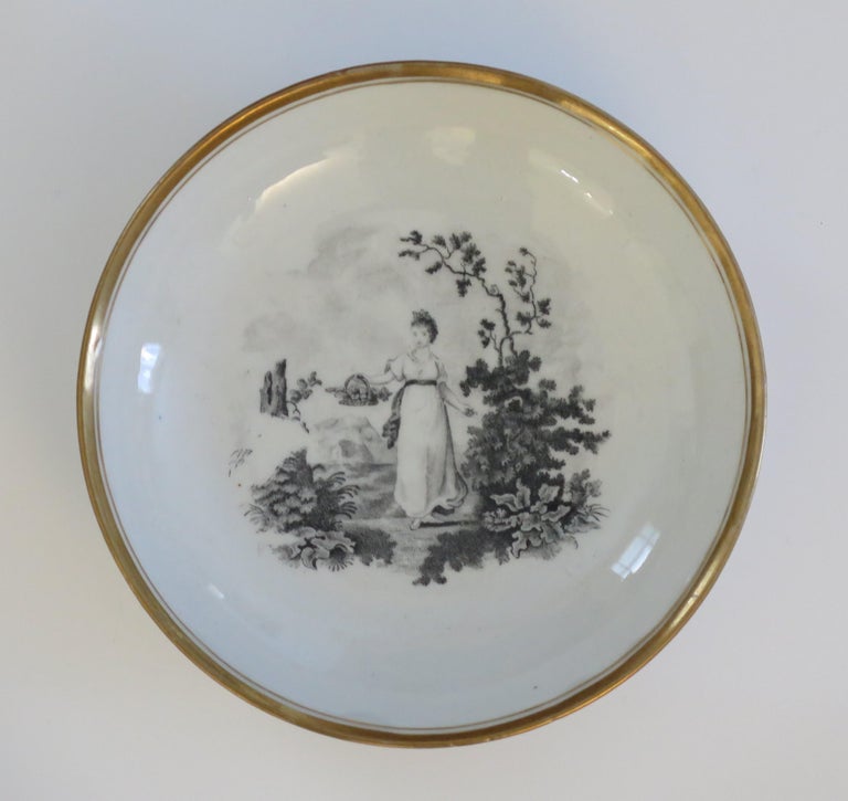 Georgian Newhall Porcelain Duo Tea Cup and Saucer Bat Printed Ptn ...