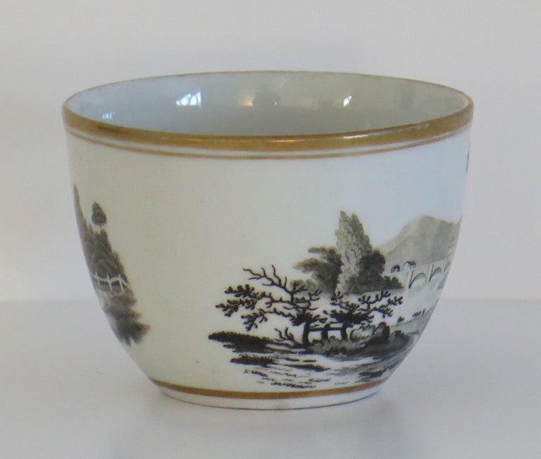 Georgian Newhall Porcelain Duo Tea Cup and Saucer Bat Printed Ptn ...