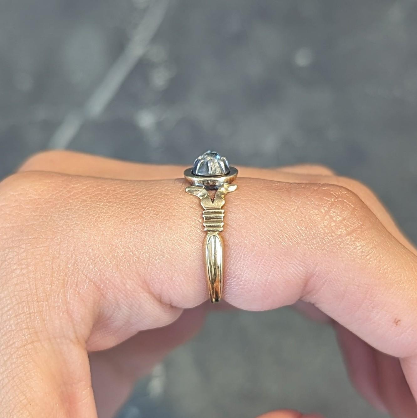 Georgian Old Mine Cut Diamond 18 Karat Gold Silver Antique Engagement ...