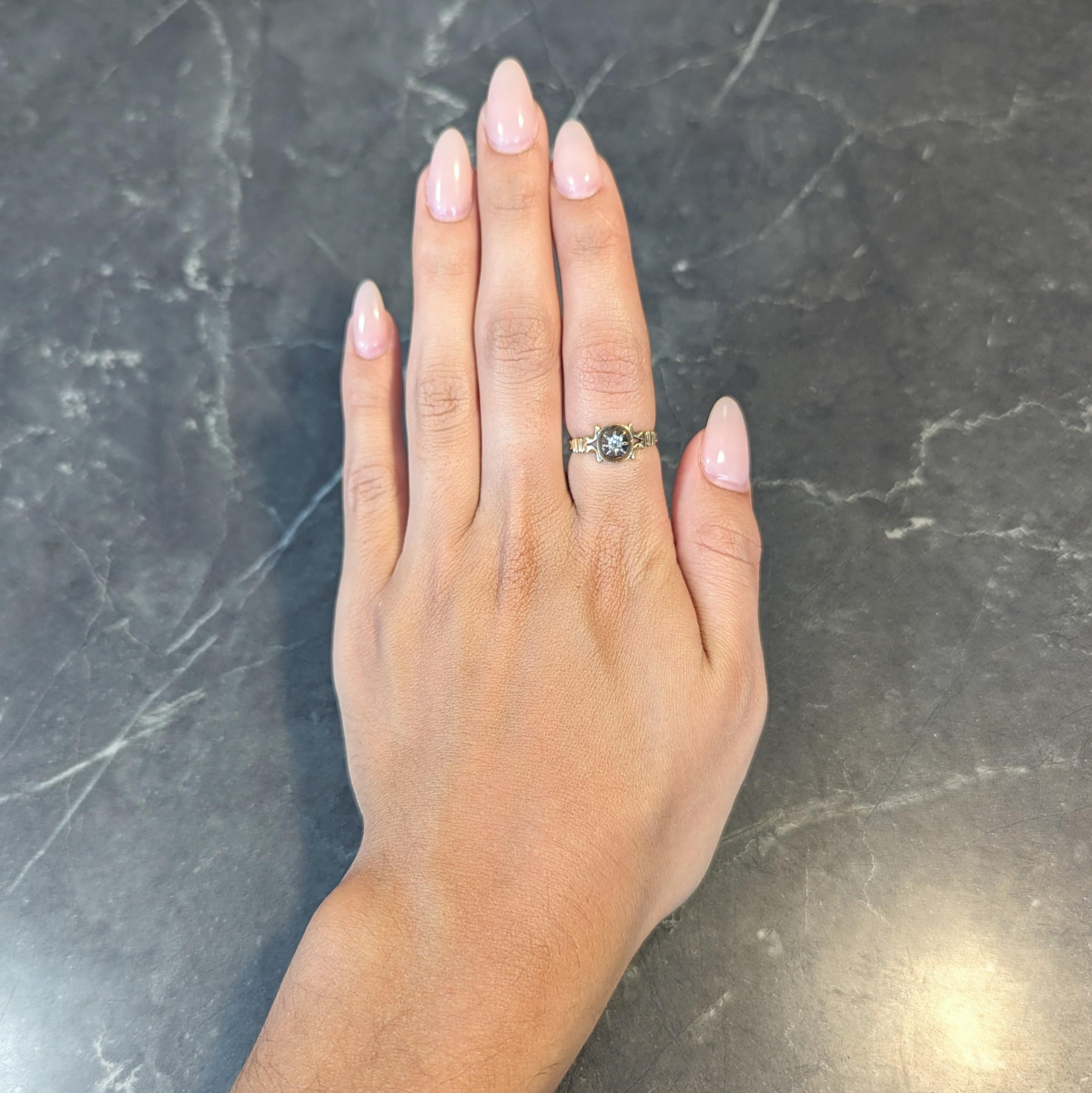 Georgian Old Mine Cut Diamond 18 Karat Gold Silver Antique Engagement ...