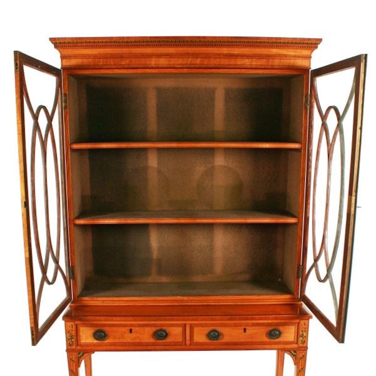 Georgian Painted Satinwood Cabinet, 19th Century For Sale at 1stDibs