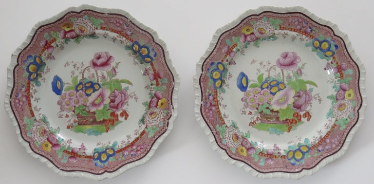 Georgian Pair Hicks and Meigh Ironstone Dinner Plates in Pattern 23 ...