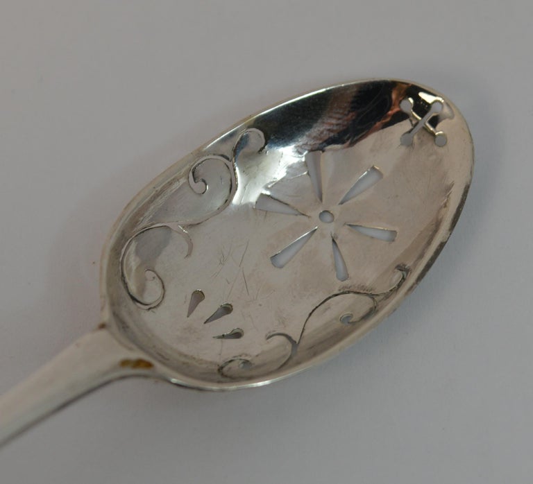 Georgian Period Rare Solid Silver Mote Spoon, circa 1800 at 1stDibs