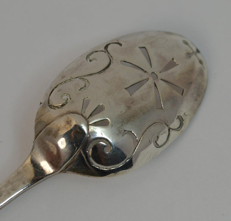 Georgian Period Rare Solid Silver Mote Spoon, circa 1800 at 1stDibs
