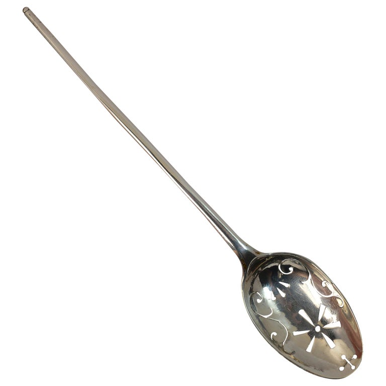 Georgian Period Rare Solid Silver Mote Spoon, circa 1800 at 1stDibs