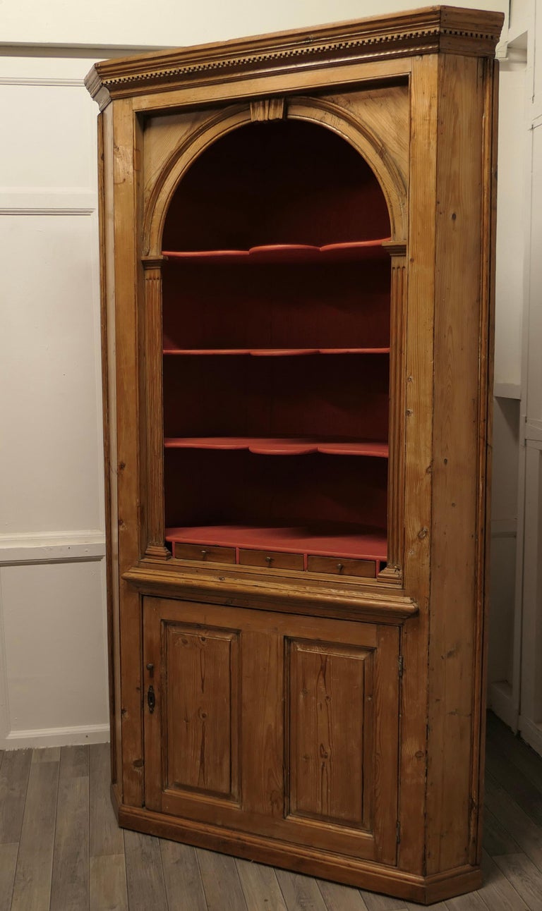 Georgian Pine Barrel Back Shelved Corner or Alcove Cupboard For Sale at ...