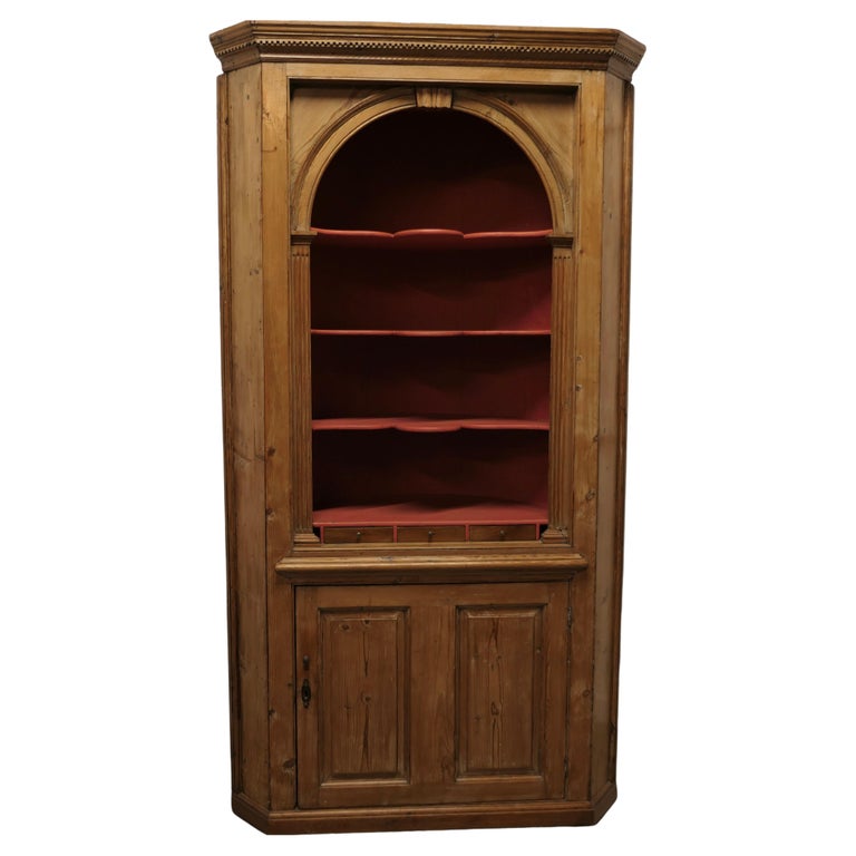 Georgian Pine Barrel Back Shelved Corner or Alcove Cupboard For Sale at ...
