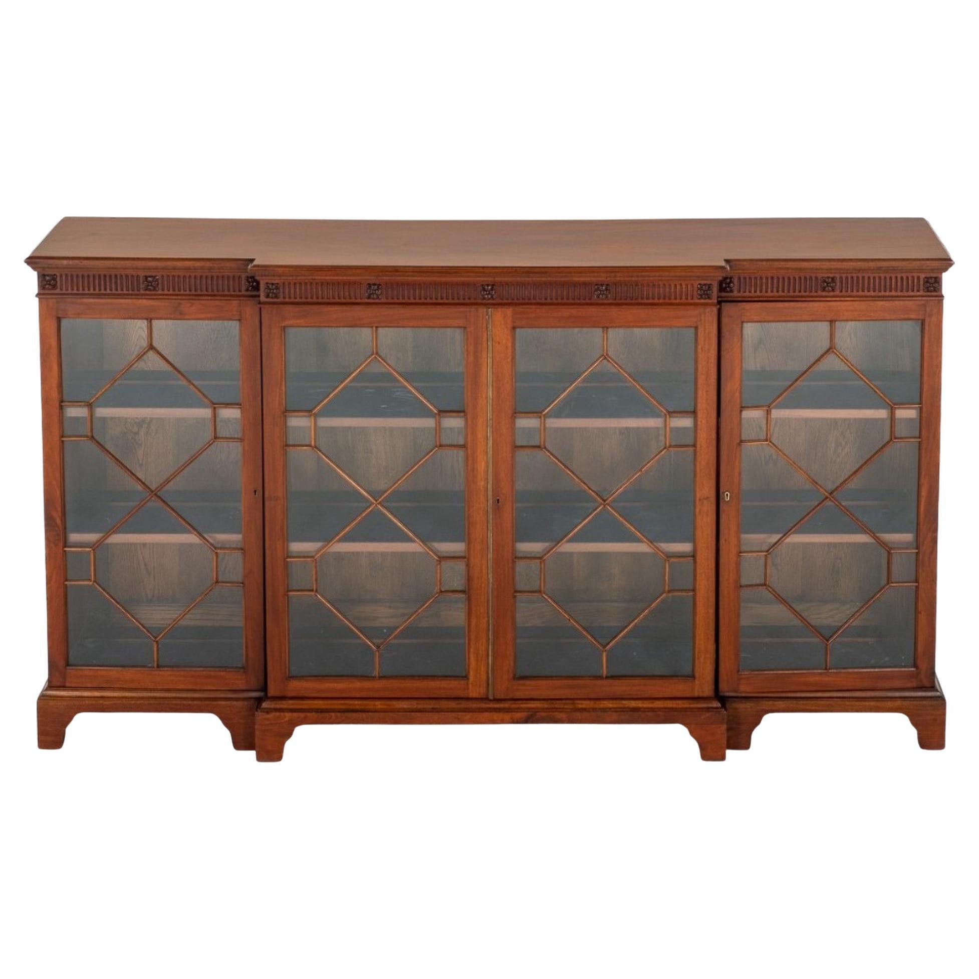 Georgian Breakfront Bookcase Mahogany Revival, 1880 For Sale at 1stDibs