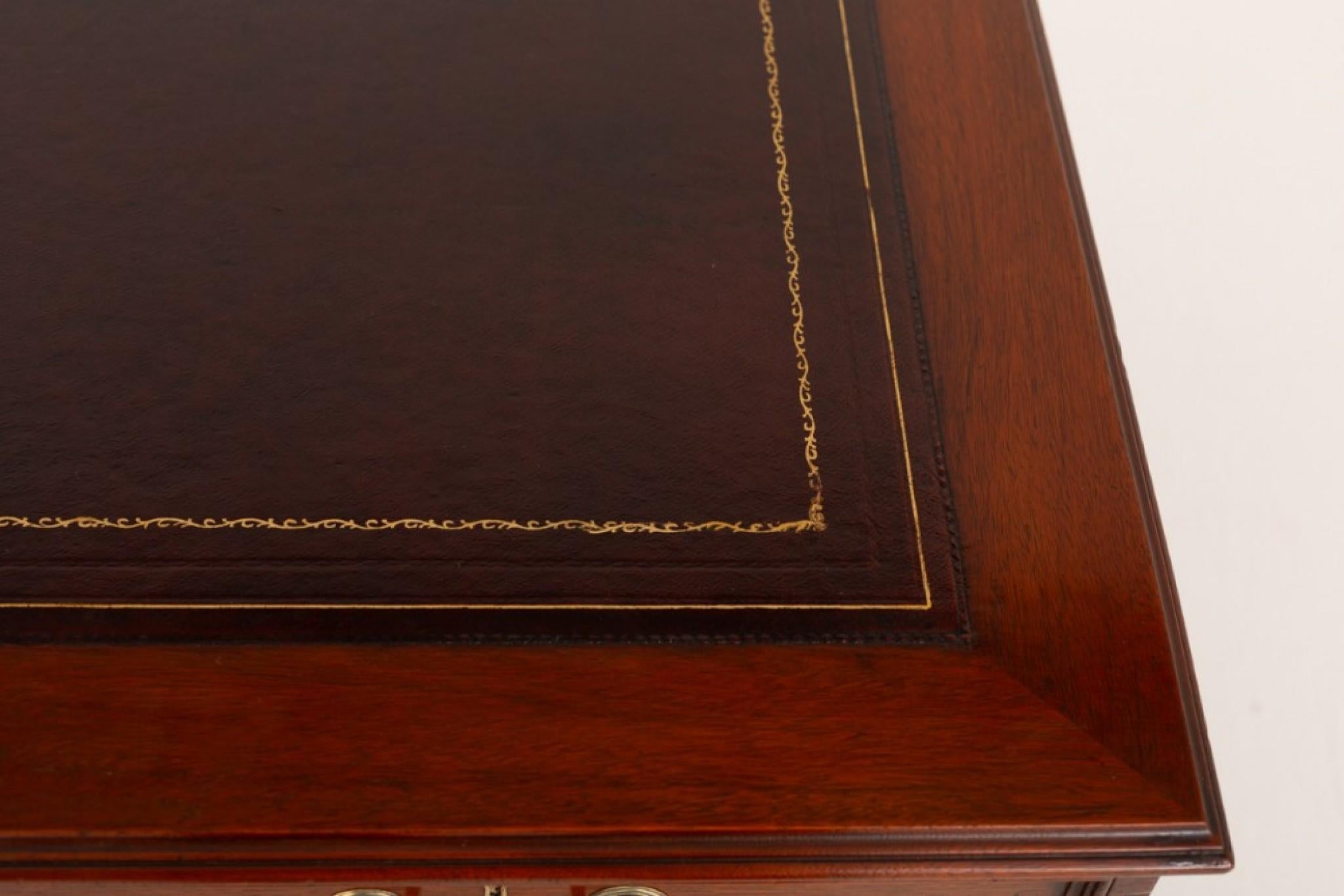 Georgian Revival Partners Desk Mahogany Writing Table For Sale at 1stDibs