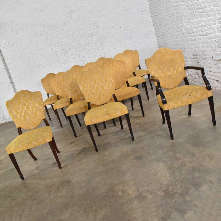 Georgian Revival Sheraton Federal Style Upholstered Shield Back Dining ...