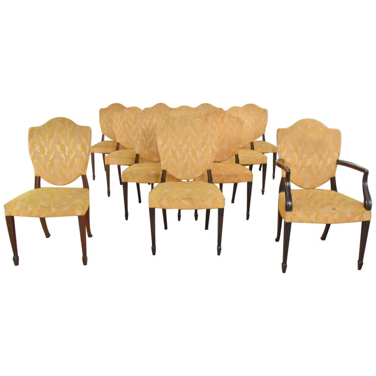 Georgian Revival Sheraton Federal Style Upholstered Shield Back Dining ...