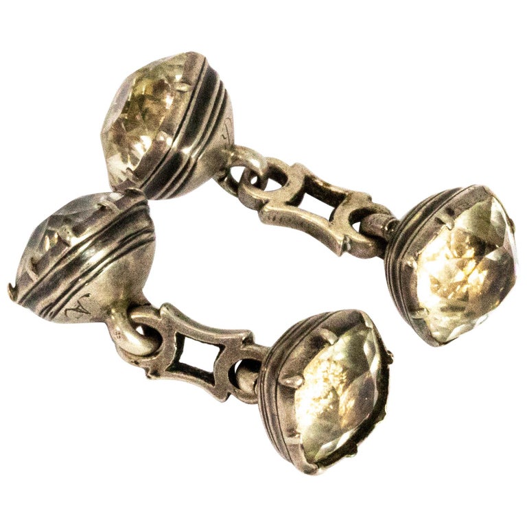 Georgian Rock Crystal and Silver Cufflinks at 1stDibs