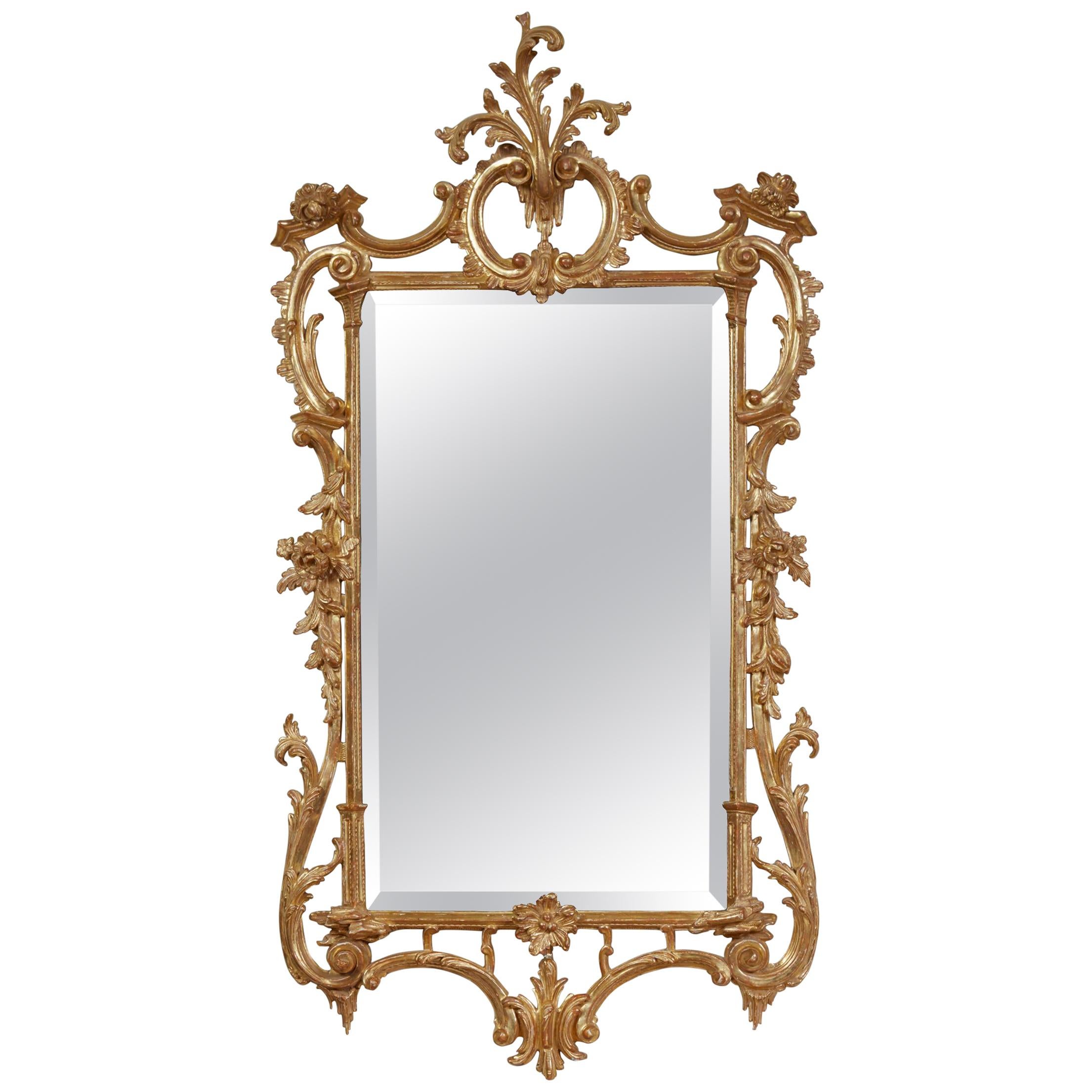 Antique Italian Giltwood Rococo Mirror For Sale at 1stDibs
