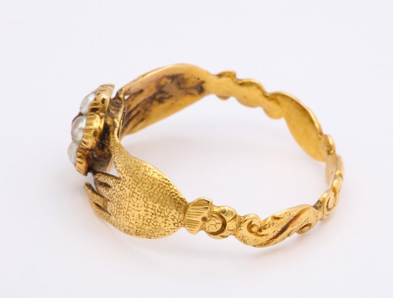 Georgian Ruby and Pearl Fede Ring For Sale at 1stDibs | ruby fede