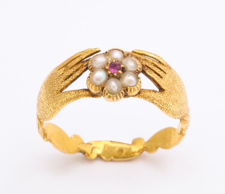 Georgian Ruby and Pearl Fede Ring For Sale at 1stDibs | ruby fede