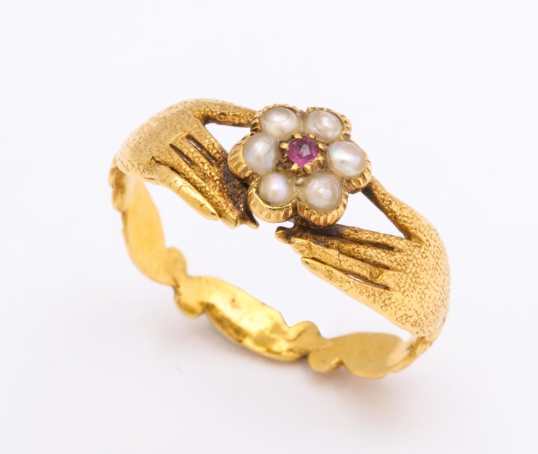 Georgian Ruby and Pearl Fede Ring For Sale at 1stDibs | ruby fede