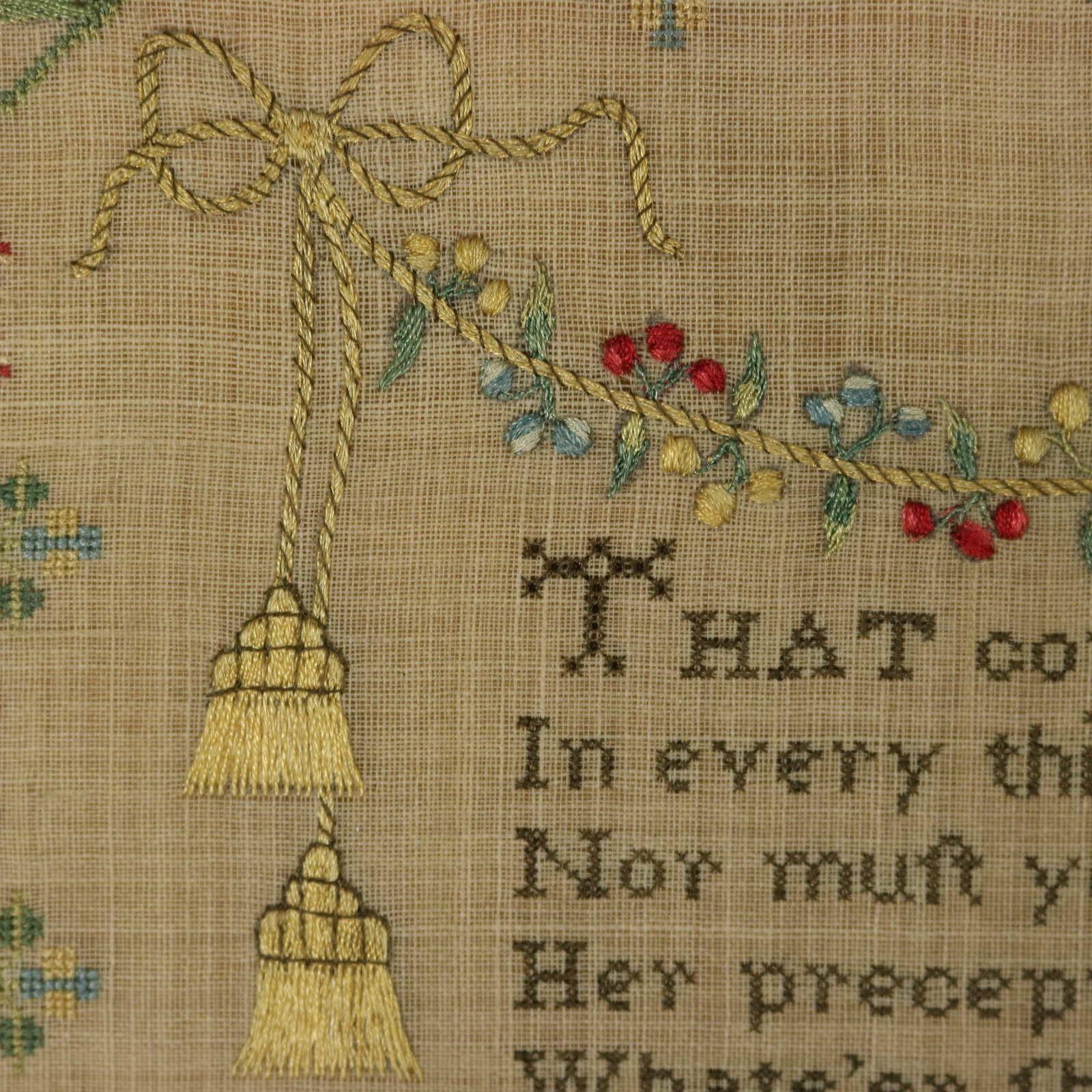 Georgian Sampler, 1810, by Mary Peers with Country Scene at 1stDibs
