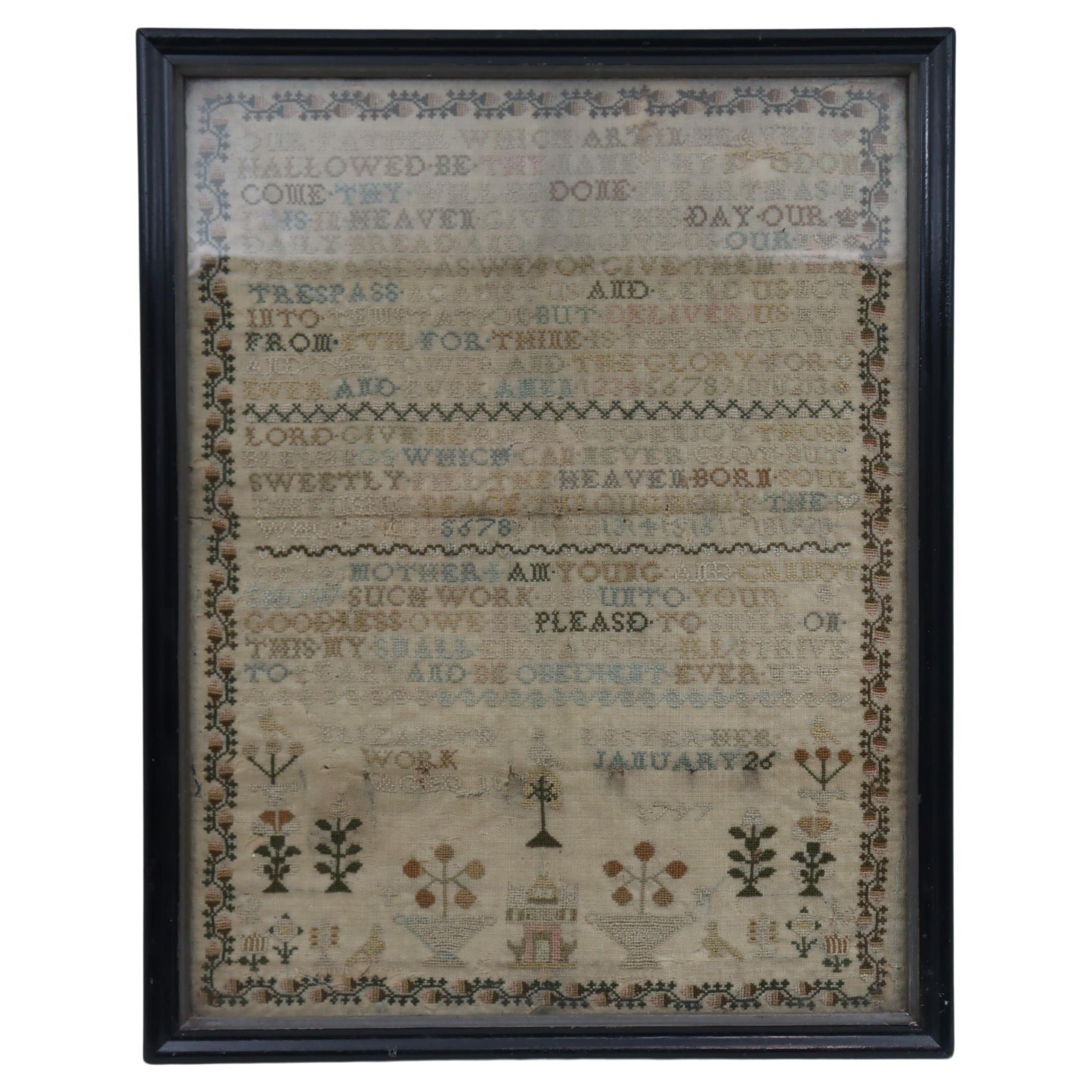Georgian sampler by Elizabeth Lester dated 1797 For Sale at 1stDibs