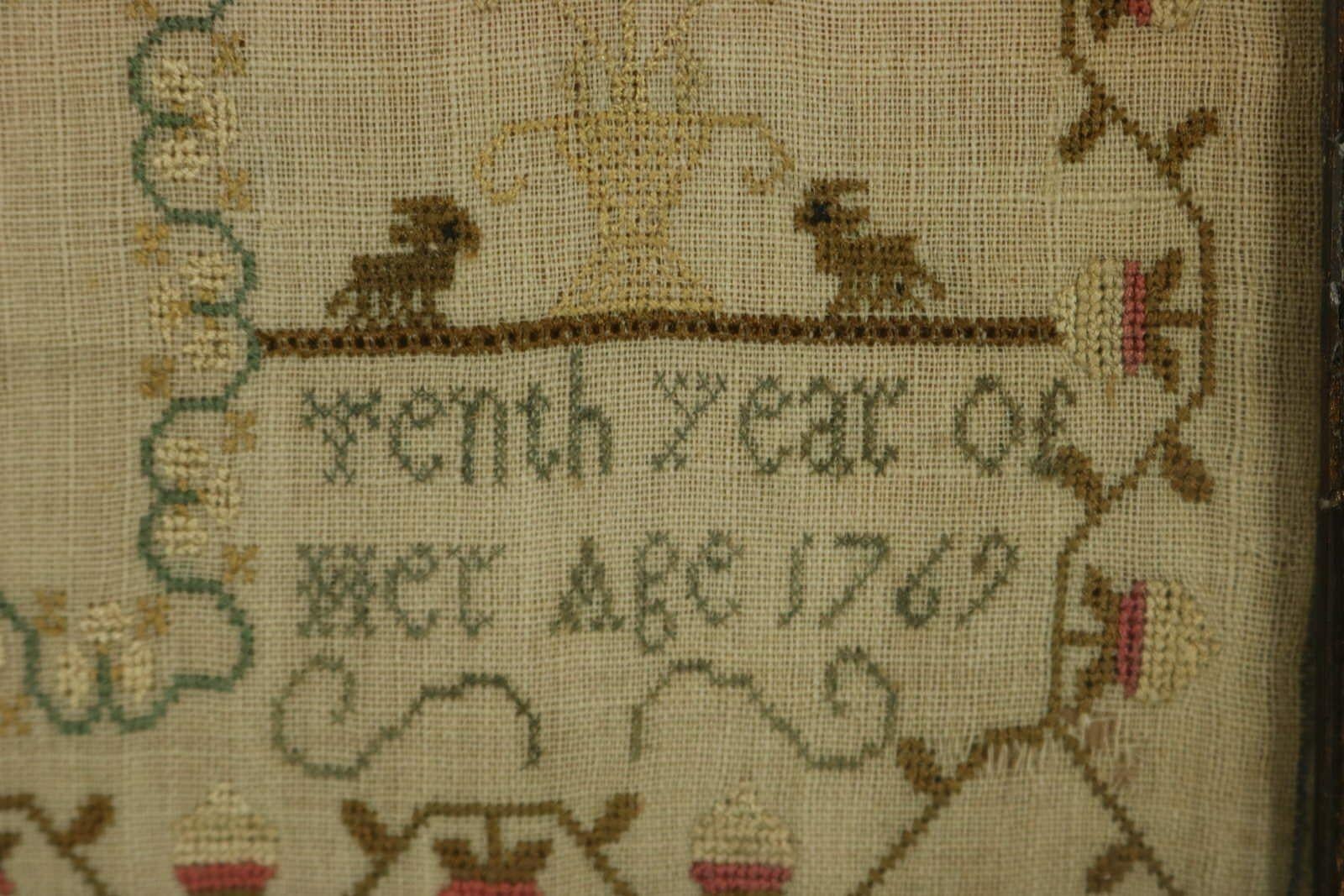 Georgian Sampler, 1769, by Anne Duchemin 10yrs Old at 1stDibs