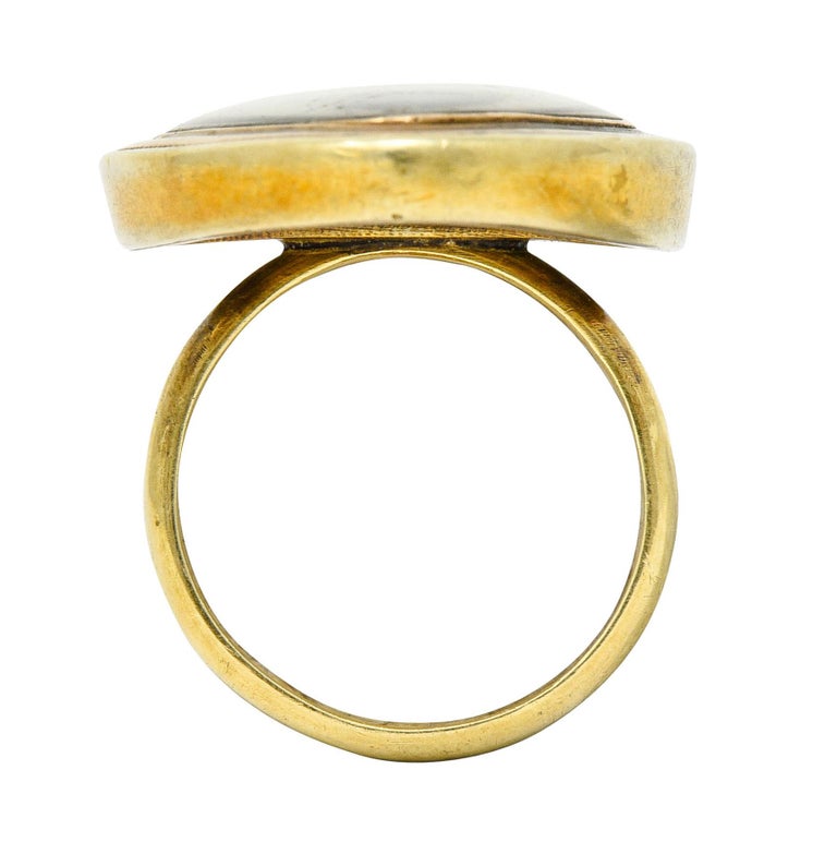 Georgian Sepia Painted 14 Karat Gold Navette Mourning Ring, circa 1800s ...