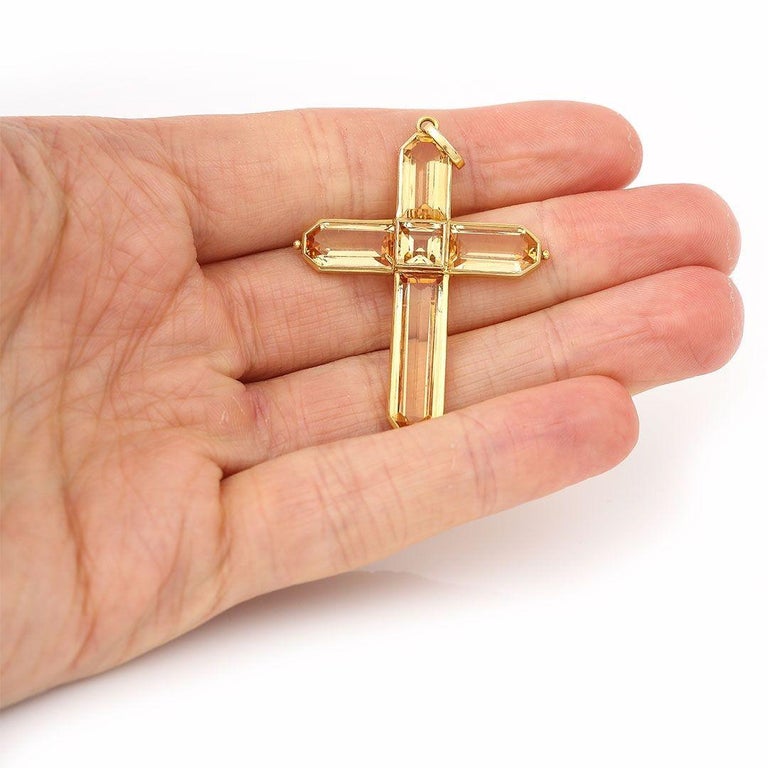 Georgian Style 14ct Gold Yellow Topaz Cross Pendant For Sale at 1stDibs