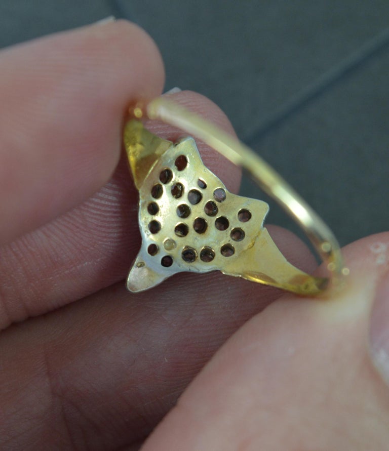 Georgian Style 18ct Gold Ruby and Rose Cut Diamond Fox Cluster Ring For ...