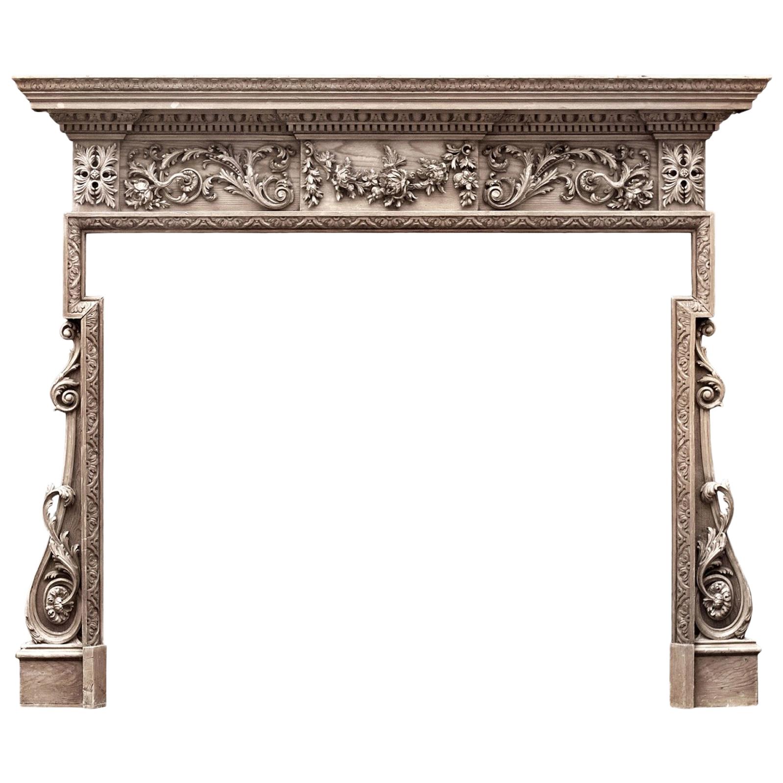 English Neoclassical and Georgian Style Carved Fireplace Mantel ...