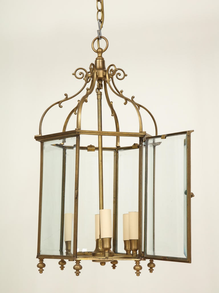 Georgian Style Lacquered Brass Hexagonal Hall Lantern For Sale at 1stDibs