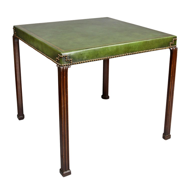 Georgian Style Mahogany and Green Leather Card Table and Four Chairs at ...