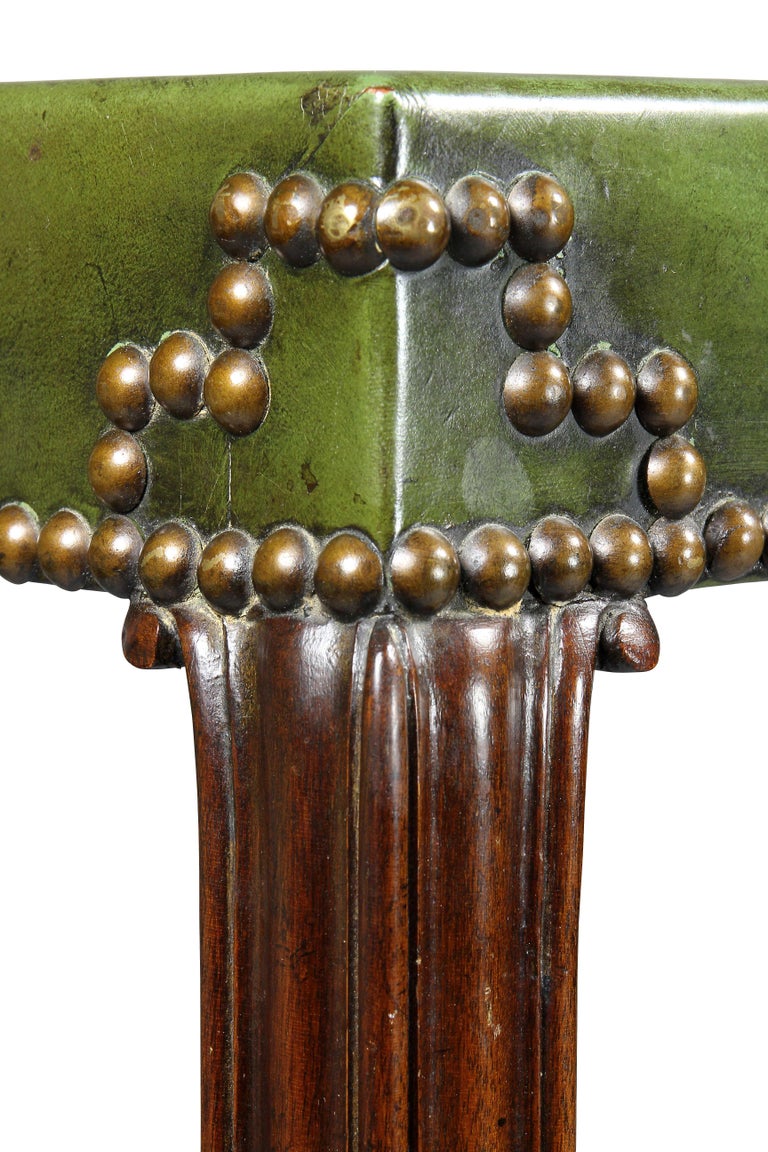 Georgian Style Mahogany and Green Leather Card Table and Four Chairs at ...