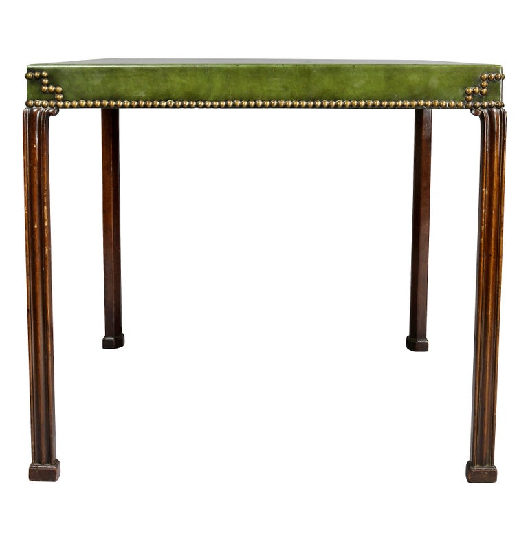 Georgian Style Mahogany and Green Leather Card Table and Four Chairs at ...