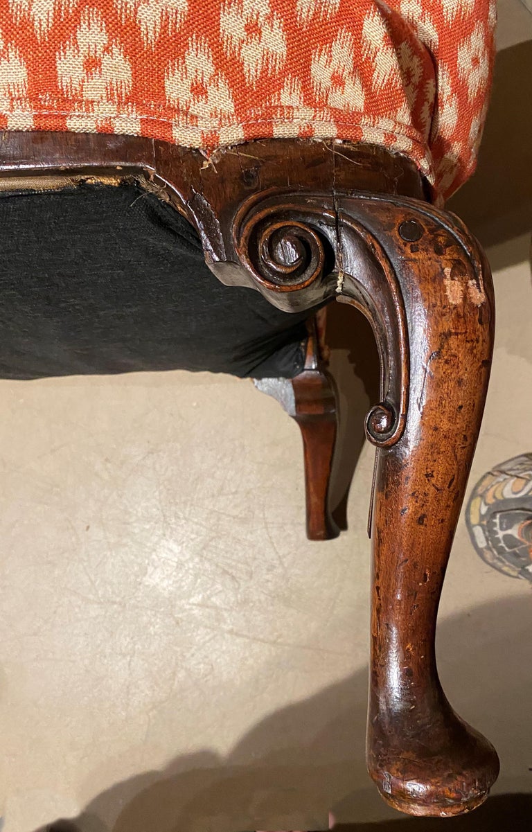Georgian Style Mahogany Settee w/ Nicely Carved Cabriole Legs and Fresh ...