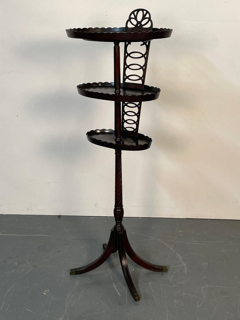 Georgian Style Mahogany Tri-Shelf Desert Stand / Dining Room Accent ...