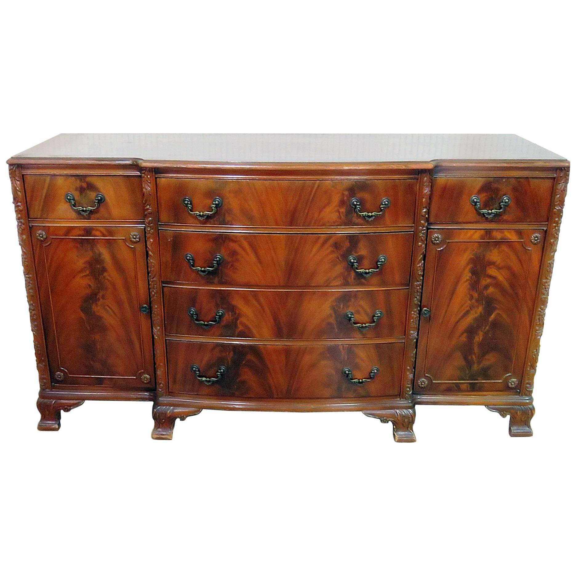Flame Mahogany Chippendale Georgian Style Server Buffet Sideboard ...