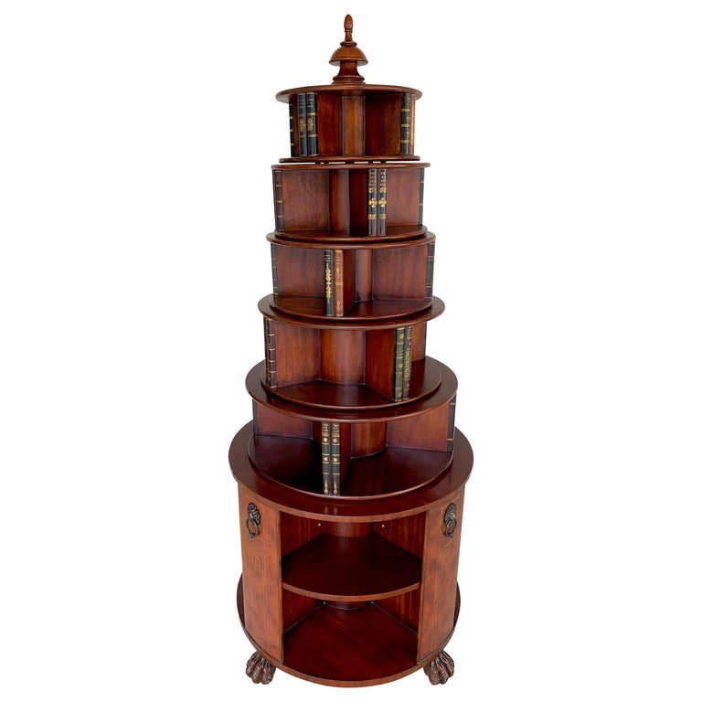Georgian Style Six-Tier Faux Book Motif Leather Embossed Revolving ...