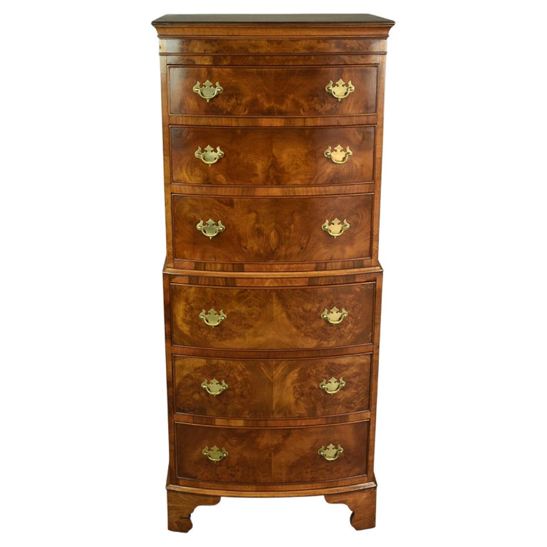 Georgian Style Walnut Bow Front Chest of Drawers at 1stDibs