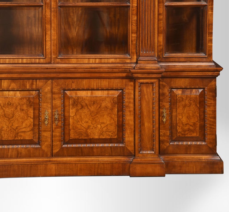 Georgian Style Walnut Breakfront Display Cabinet at 1stDibs