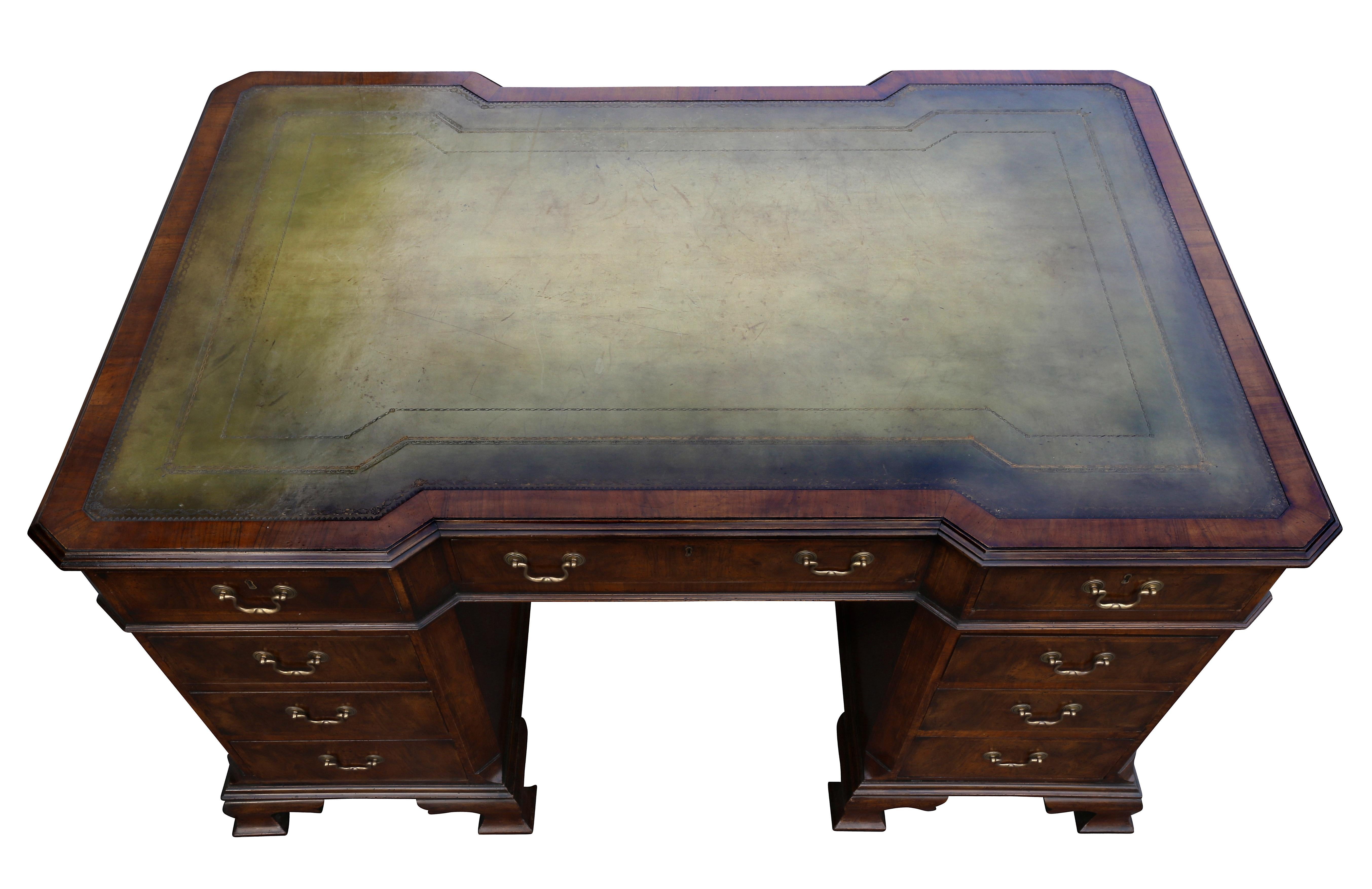 Georgian Style Walnut Partners Desk at 1stDibs